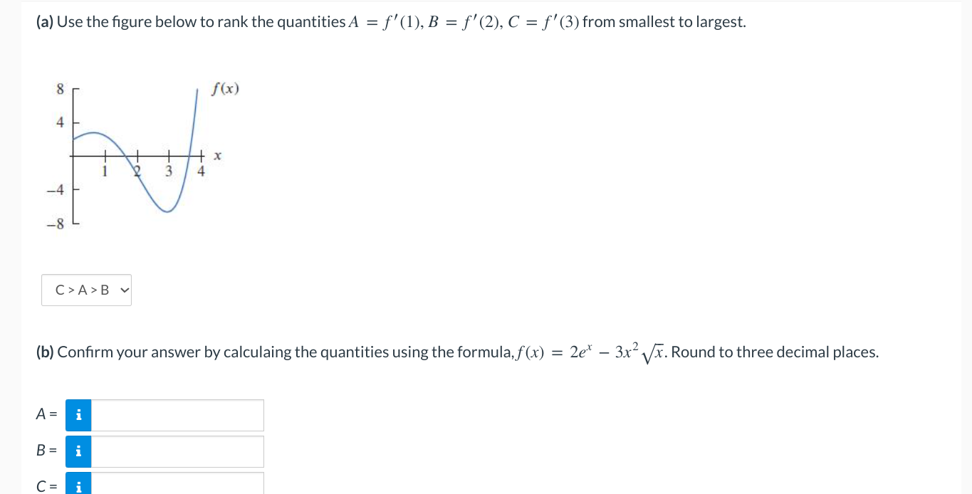 Solved (a) Use the figure below to rank the quantities A = | Chegg.com