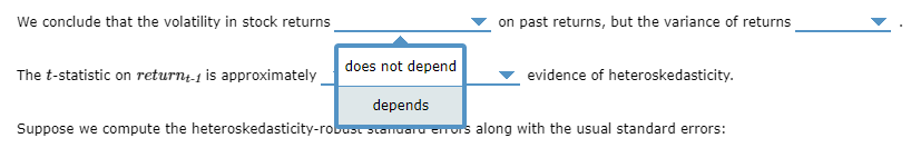 Solved \r\n\r\n\r\n\r\nThe \\( t \\)-statistic on return \\( | Chegg.com