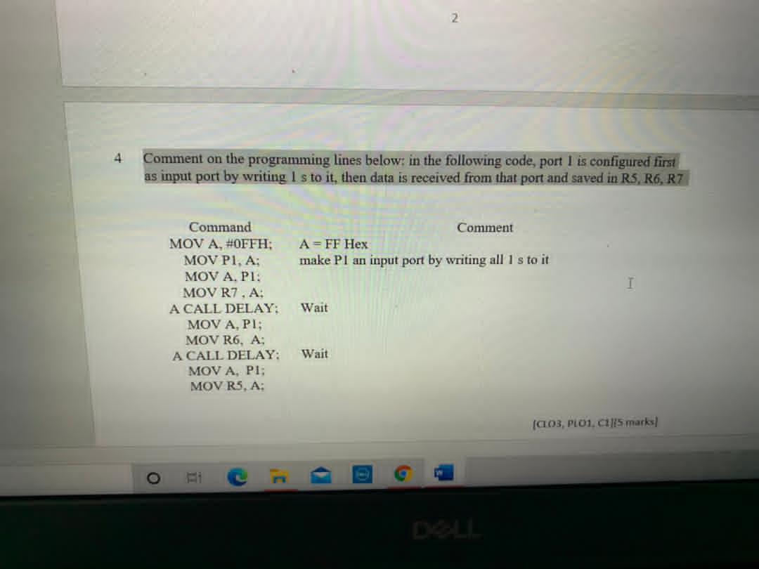 Solved 2 Comment on the programming lines below: in the | Chegg.com