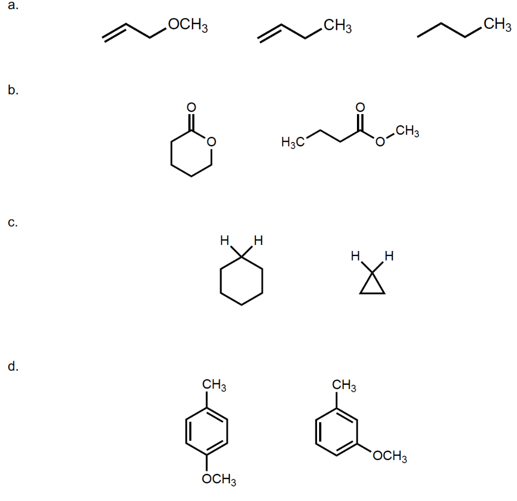 Solved a. OCH3 CH3 CH3 b. & nondon c. H H H Н. "X" d. CH3 | Chegg.com
