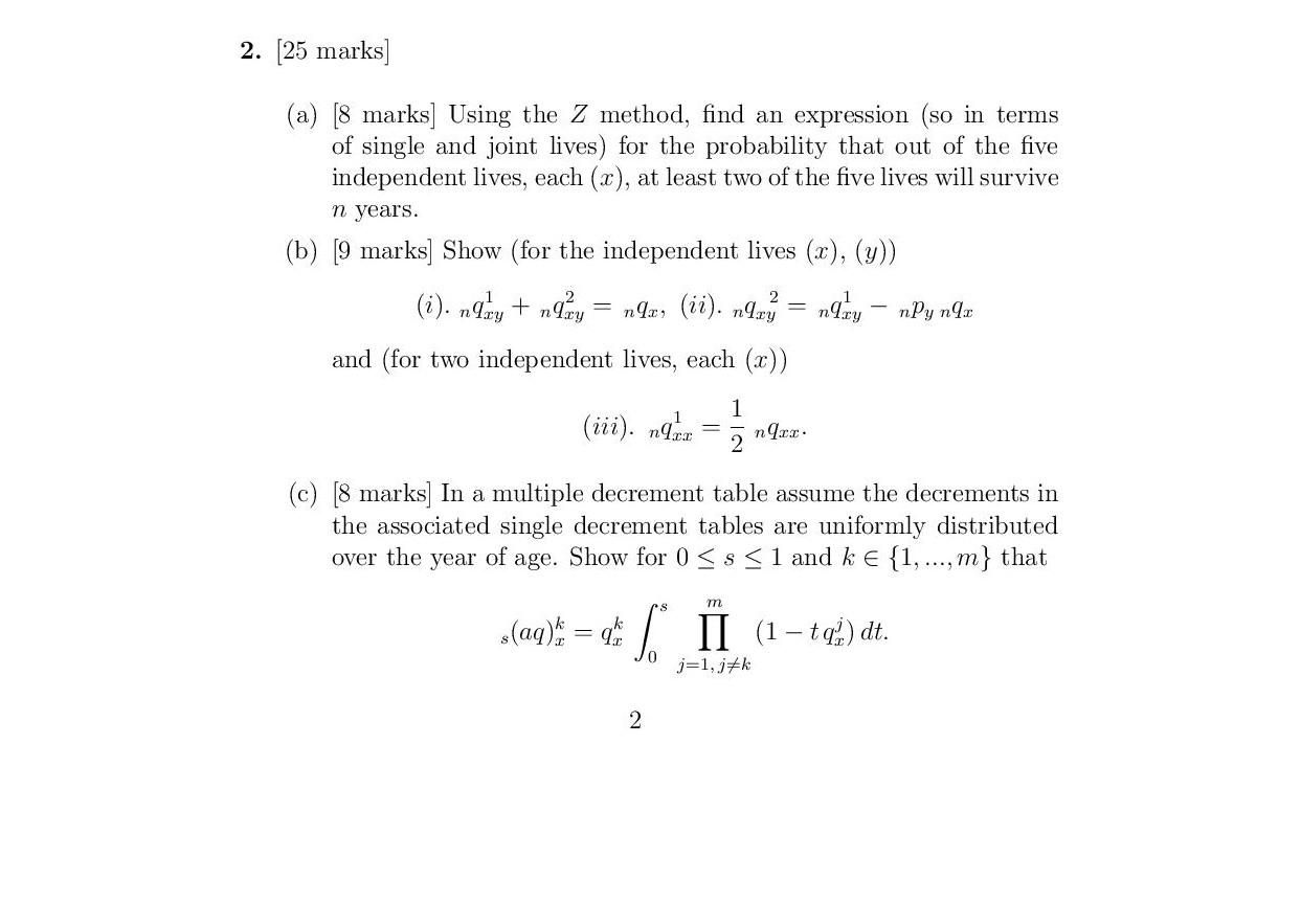 2. [25 marks] (a) (8 marks] Using the Z method, find | Chegg.com