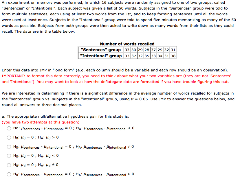 Solved An experiment on memory was performed, in which 16 | Chegg.com