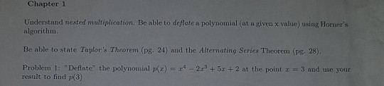 Solved Chapter 1 Understand nested multiplication. Be able | Chegg.com
