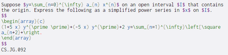 Solved Suppose $y=\sum_{n=0}^{\infty} a_{n} x^{n}$ on an | Chegg.com
