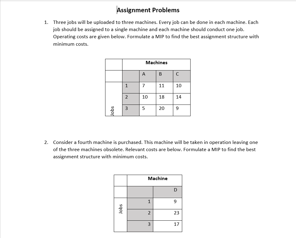 Solved Assignment Problems 1. Three jobs will be uploaded to | Chegg.com