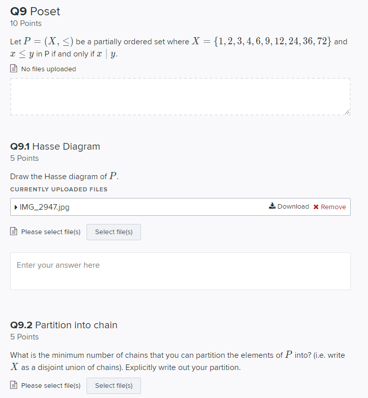 Solved Q9 Poset 10 Points Let P = (X, S) be a partially | Chegg.com