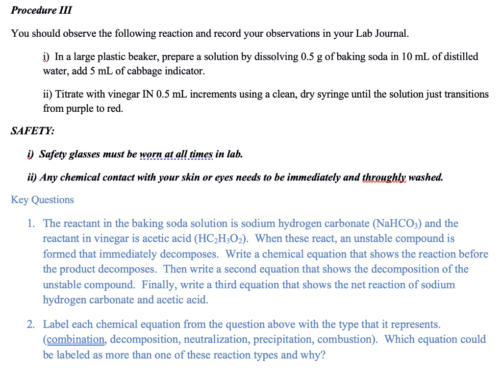 Solved Procedure III You should observe the following | Chegg.com