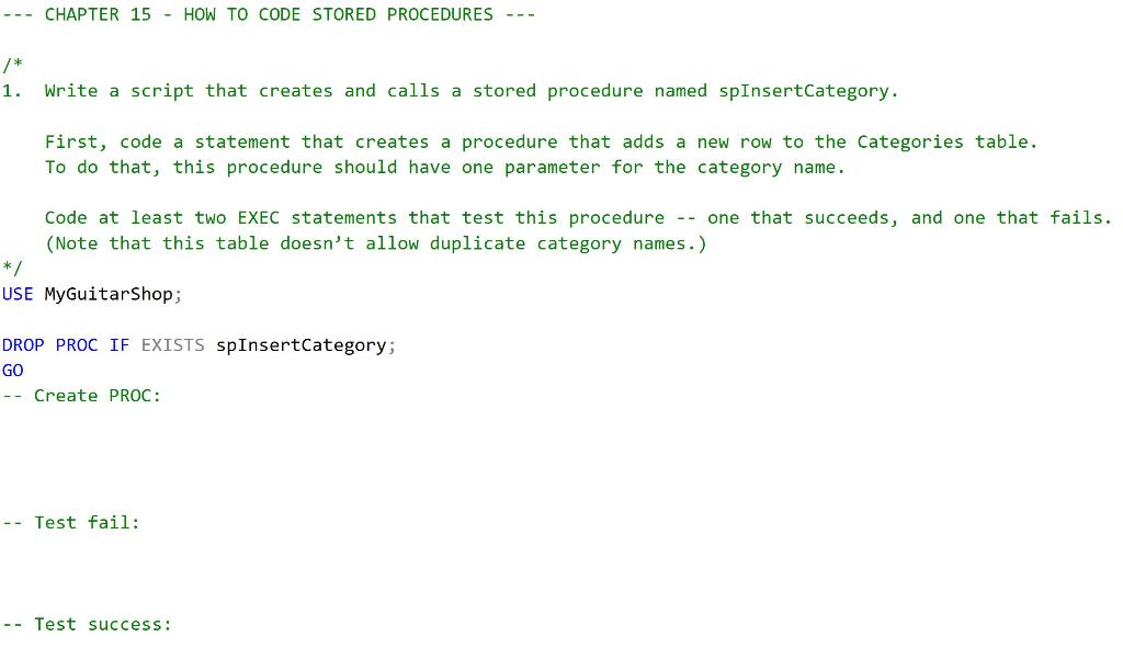 Solved Use the MyGuitarshop database. Create a stored | Chegg.com