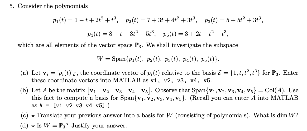 Solved 5. Consider the polynomials | Chegg.com