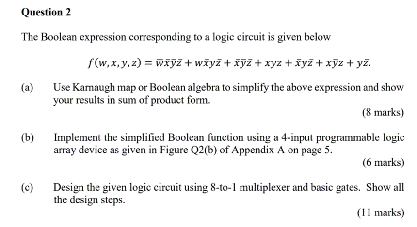 Solved Question 2 The Boolean expression corresponding to a | Chegg.com