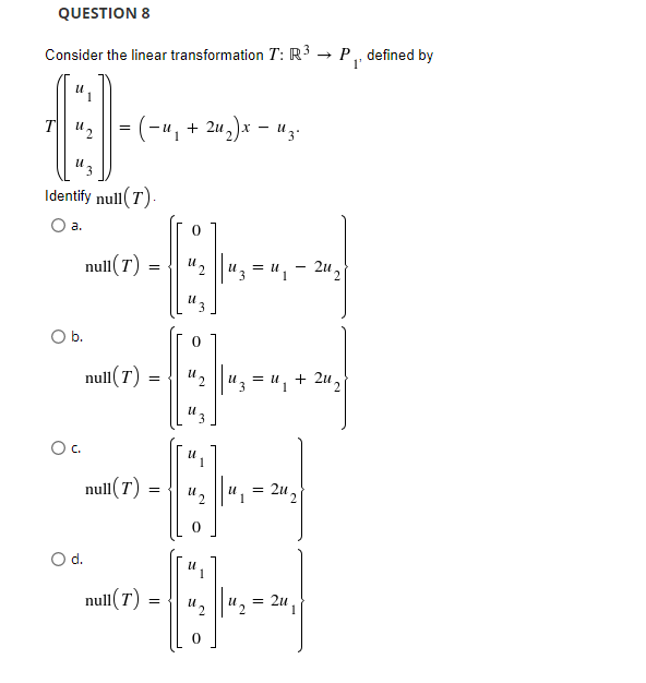 Solved Consider the linear transformation T:R3→P1, defined | Chegg.com