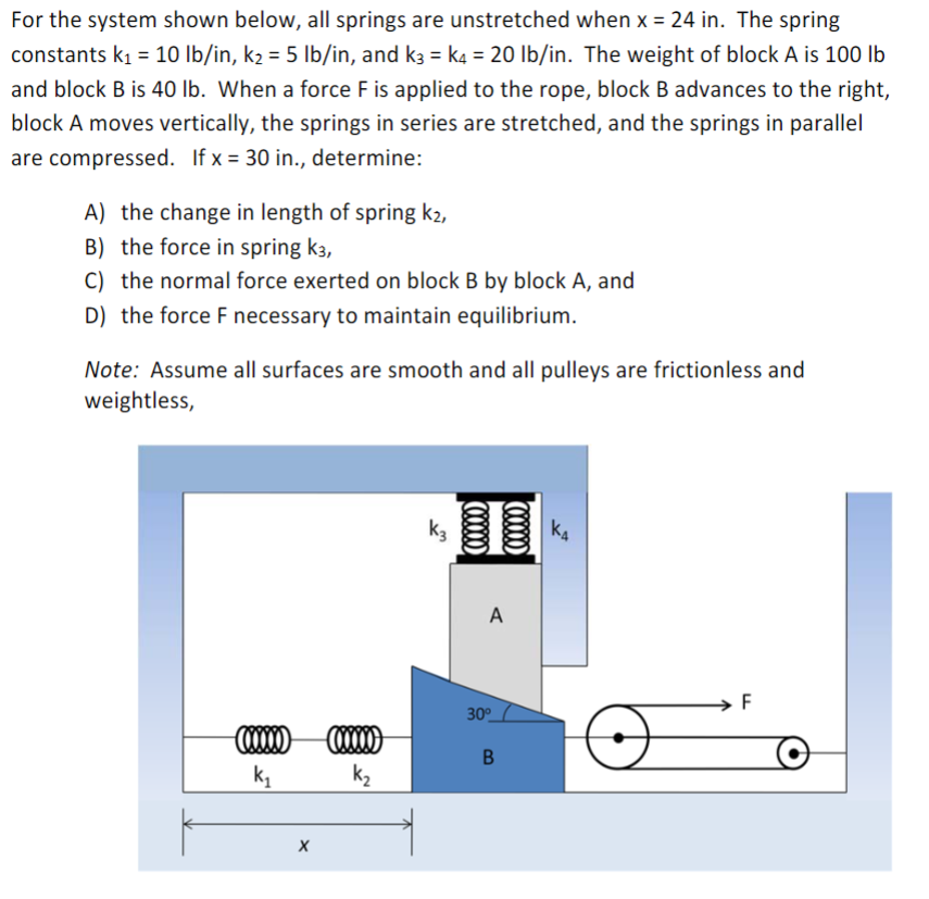 Solved Eor the system shown below, all springs are | Chegg.com