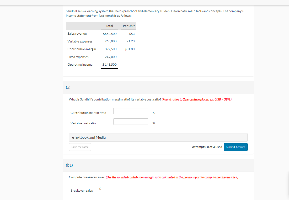 Sandhill sells a learning system that helps preschool | Chegg.com