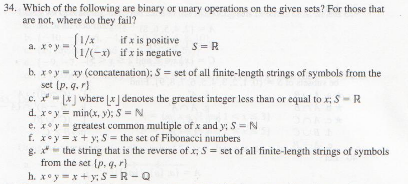 Solved 4. Which of the following are binary or unary | Chegg.com