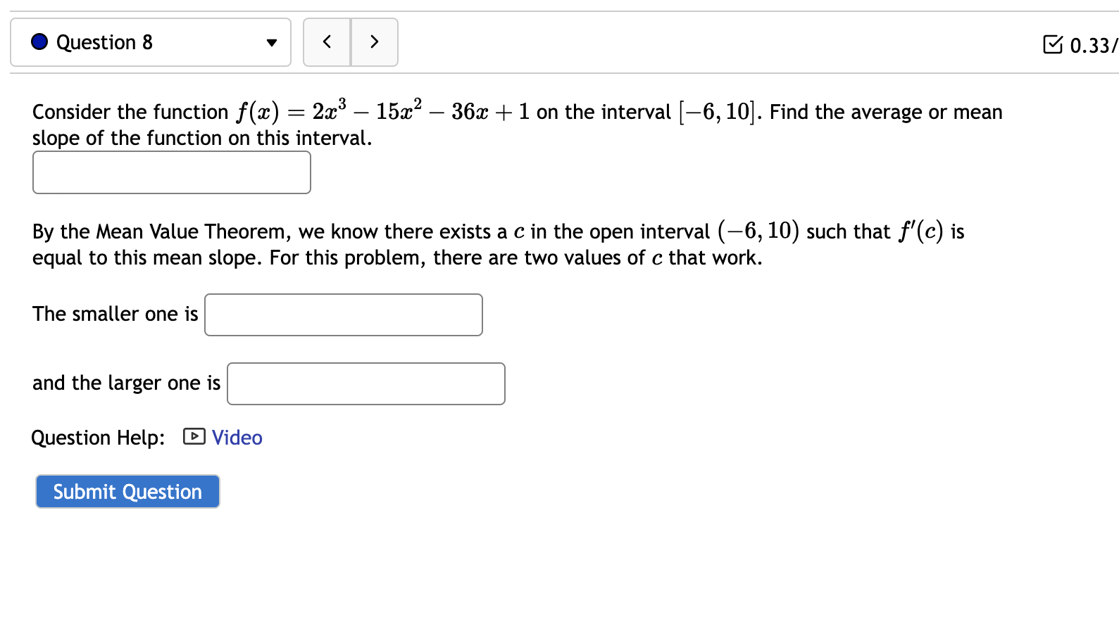 Solved Consider the function f(x)=2x3−15x2−36x+1 on the | Chegg.com