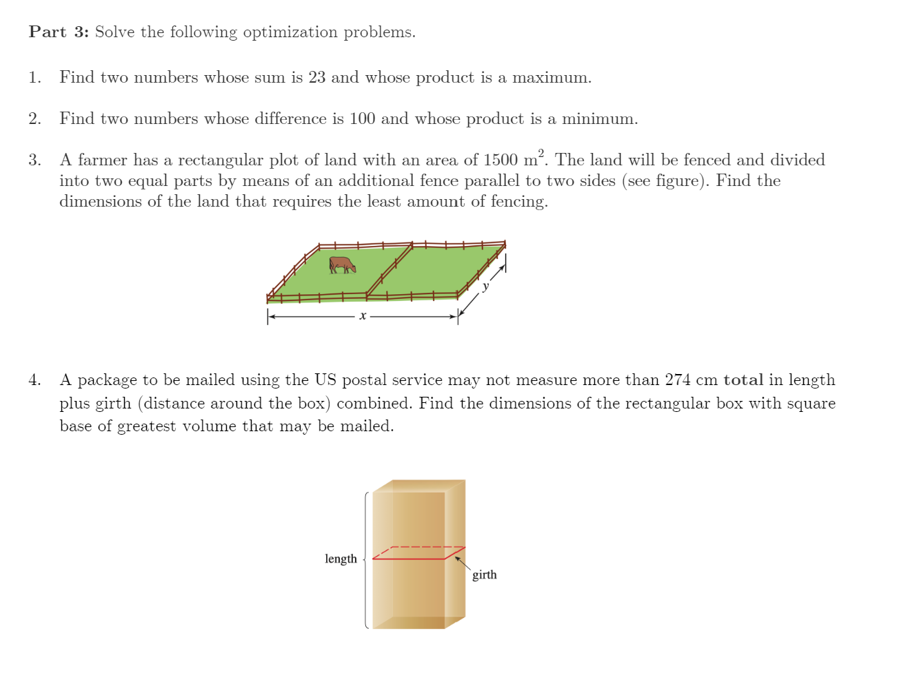 Part 3: Solve the following optimization problems. 1. | Chegg.com