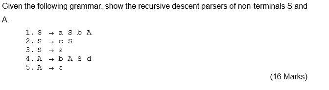 Solved Given the following grammar, show the recursive | Chegg.com