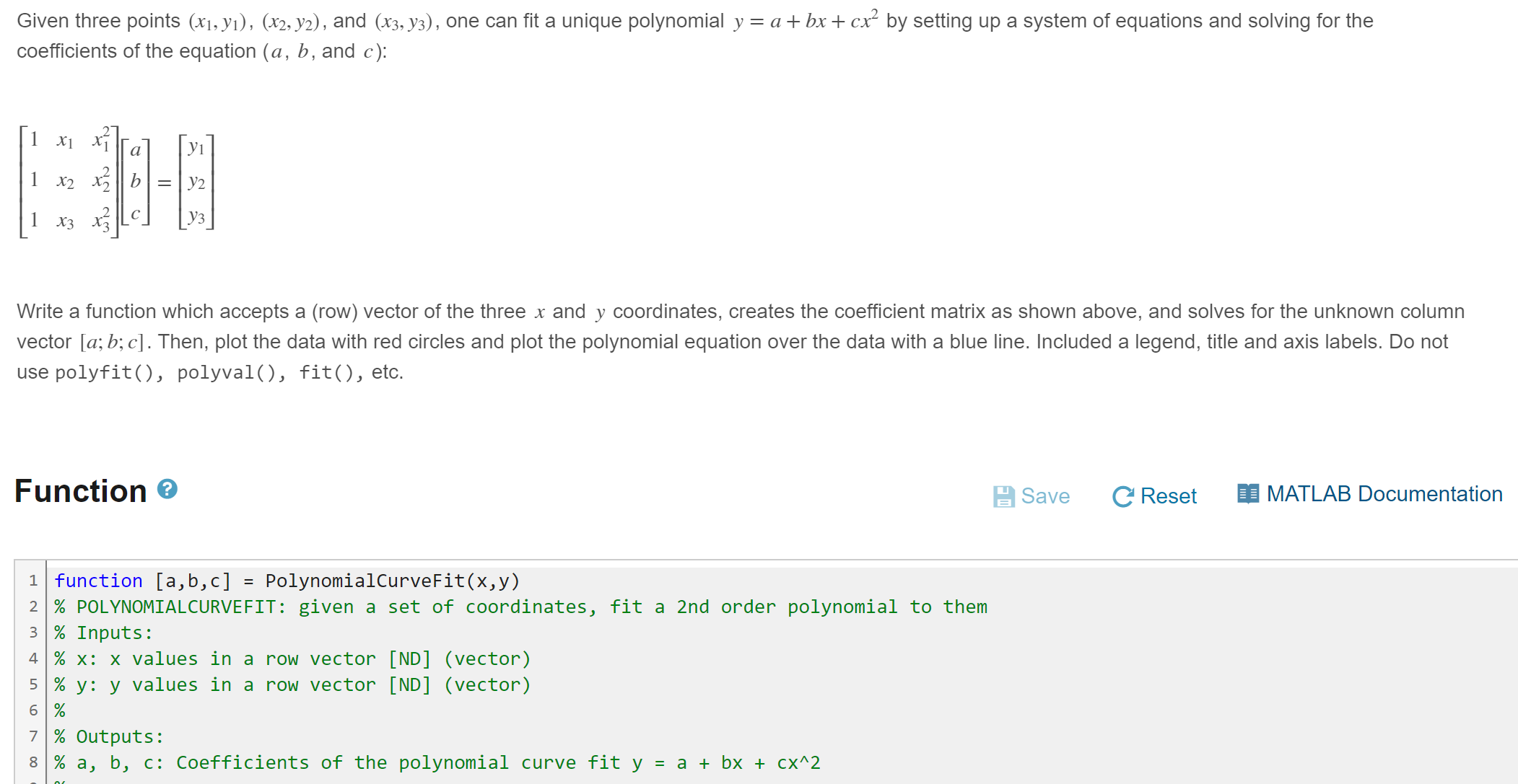 Solved Given three points (x1,y1),(x2,y2), and (x3,y3), one | Chegg.com