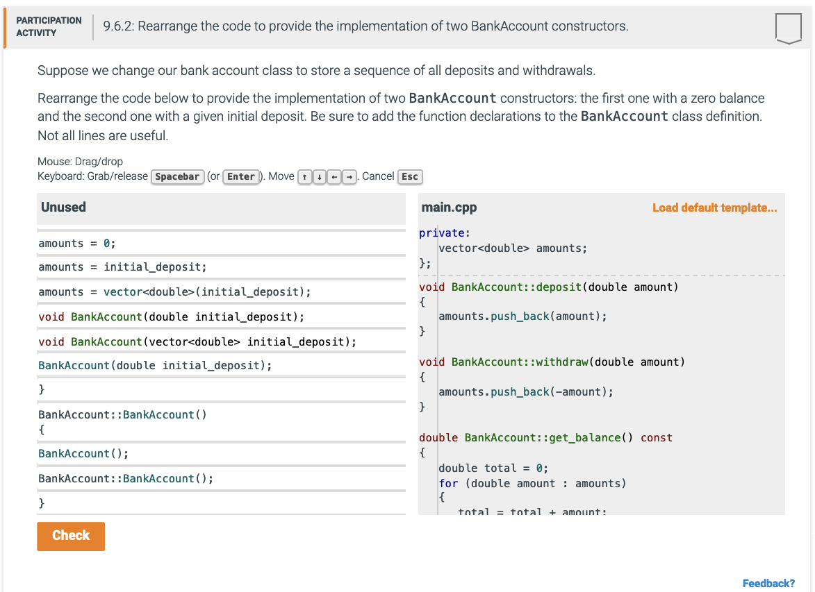 Solved Suppose we change our bank account class to store a | Chegg.com