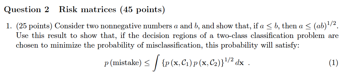 1. (25 points) Consider two nonnegative numbers a and | Chegg.com