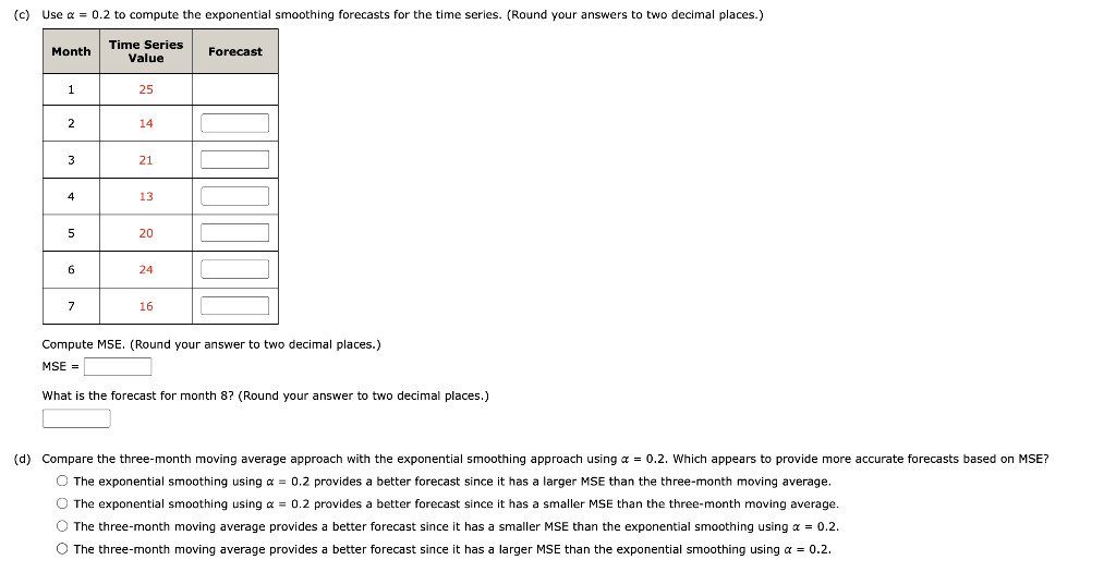 Solved Consider the following time series data. (a) | Chegg.com