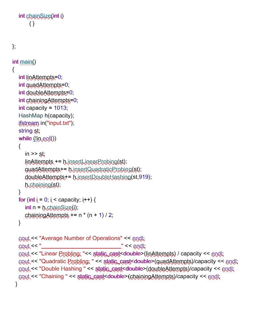 Complete the given class that compares 4 different | Chegg.com
