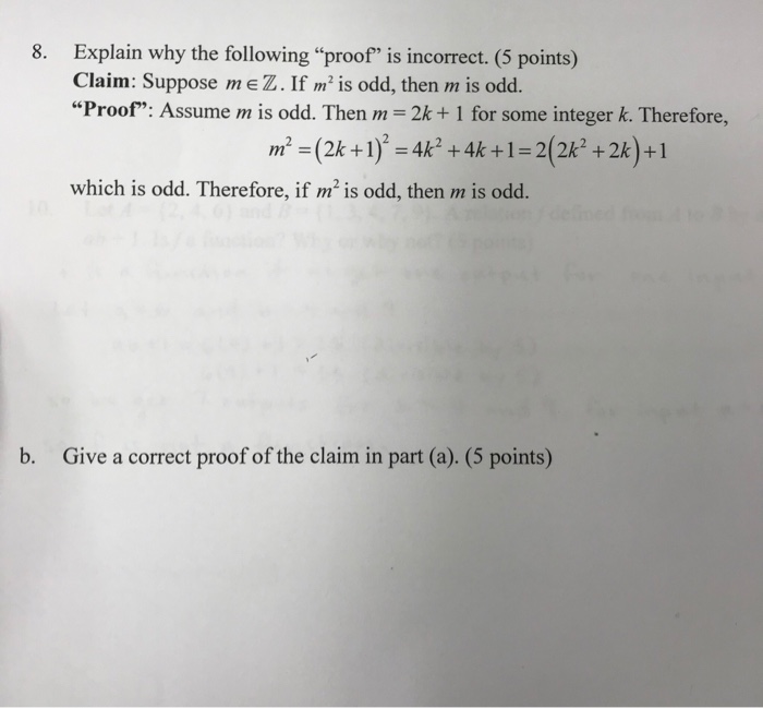 Solved 8. Explain why the following "proof" is incorrect. (5 | Chegg.com