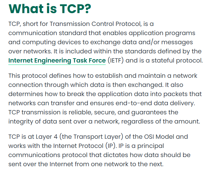 Solved What is TCP?TCP, ﻿short for Transmission Control | Chegg.com