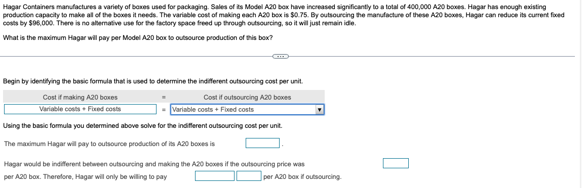 Solved Hagar Containers manufactures a variety of boxes used | Chegg.com