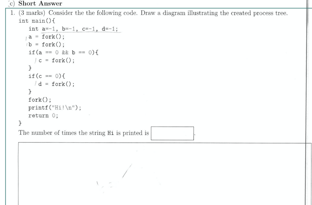 Solved C Short Answer 1. (3 marks) Consider the the | Chegg.com