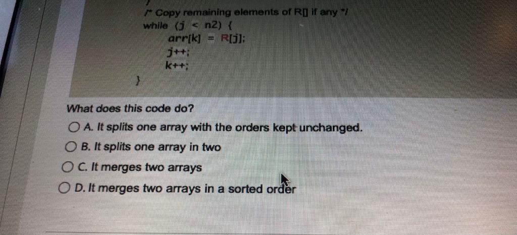Solved The worst-case complexity of mergesort is on log n | Chegg.com