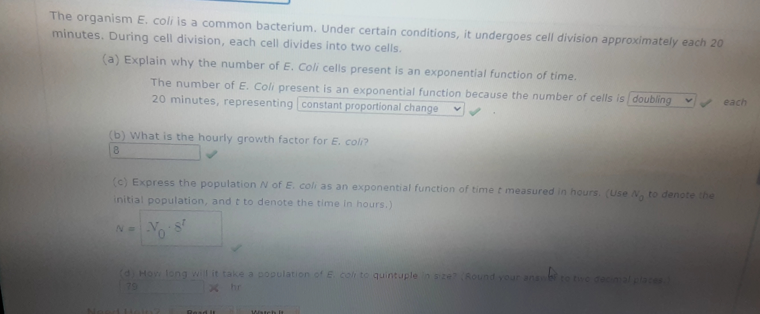Solved The organism E, ﻿coli is a common bacterium. Under | Chegg.com