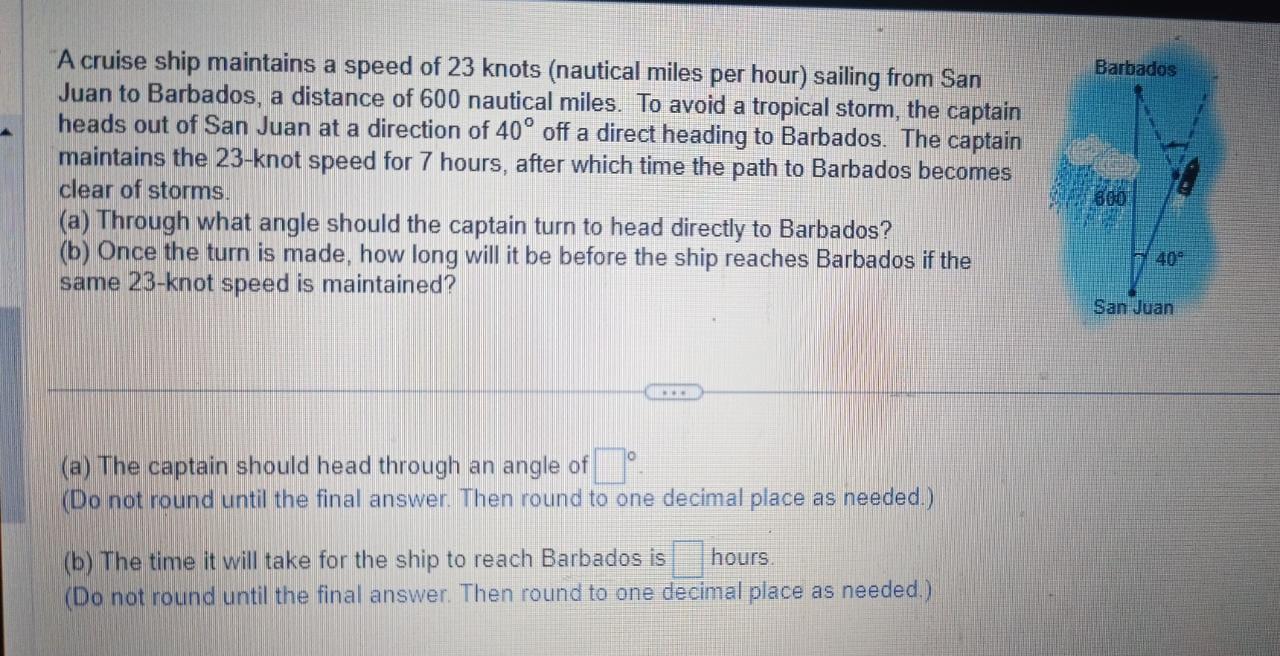 Solved A cruise ship maintains a speed of 23 knots (nautical | Chegg.com