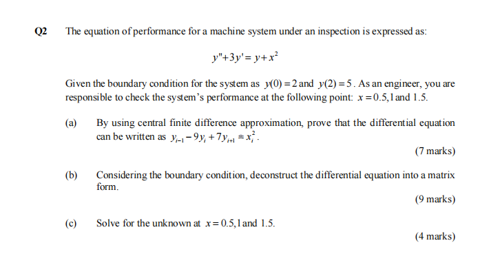 Solved Q2 The equation of performance for a machine system | Chegg.com