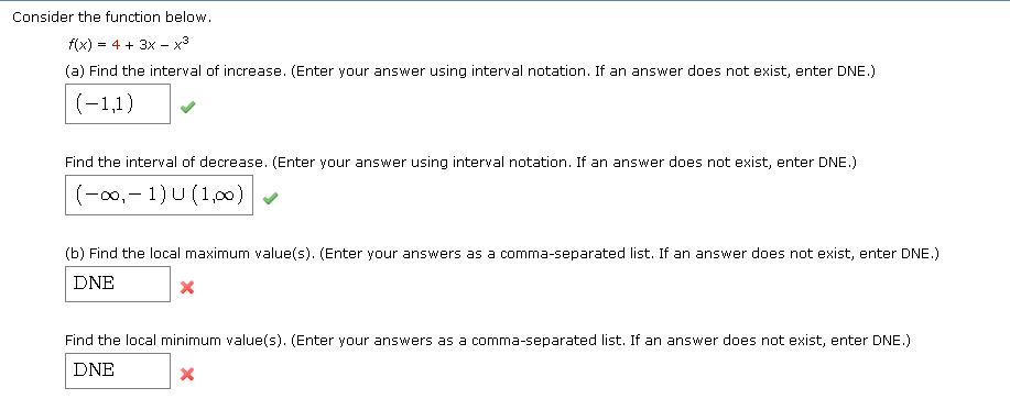 Solved Consider the function below. f(x) = 4 + 3x-x3 (a) | Chegg.com