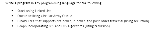 Solved Write a program in any programming language for the | Chegg.com