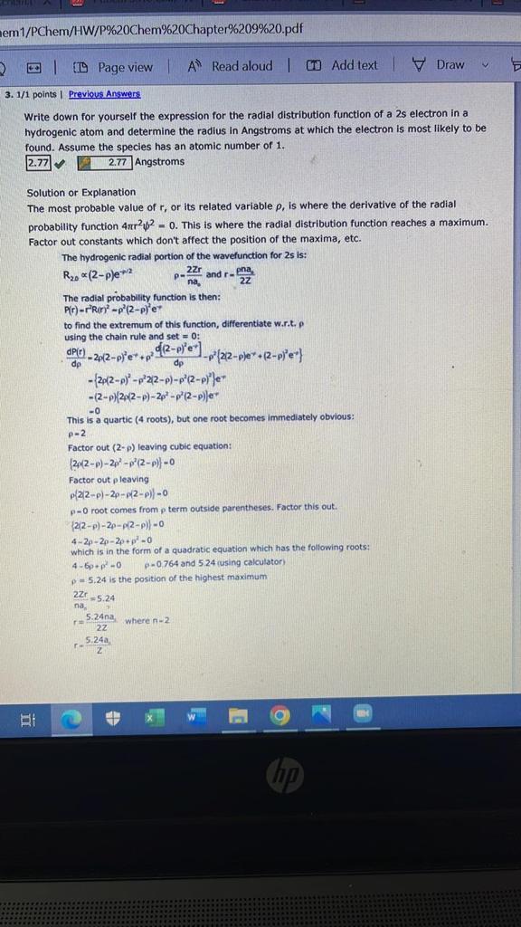Solved Write down for yourself the expression for the radial | Chegg.com