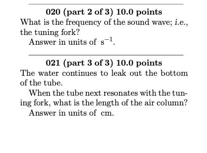 Solved 019 (part 1 of 3 ) 10.0 points An open vertical tube | Chegg.com