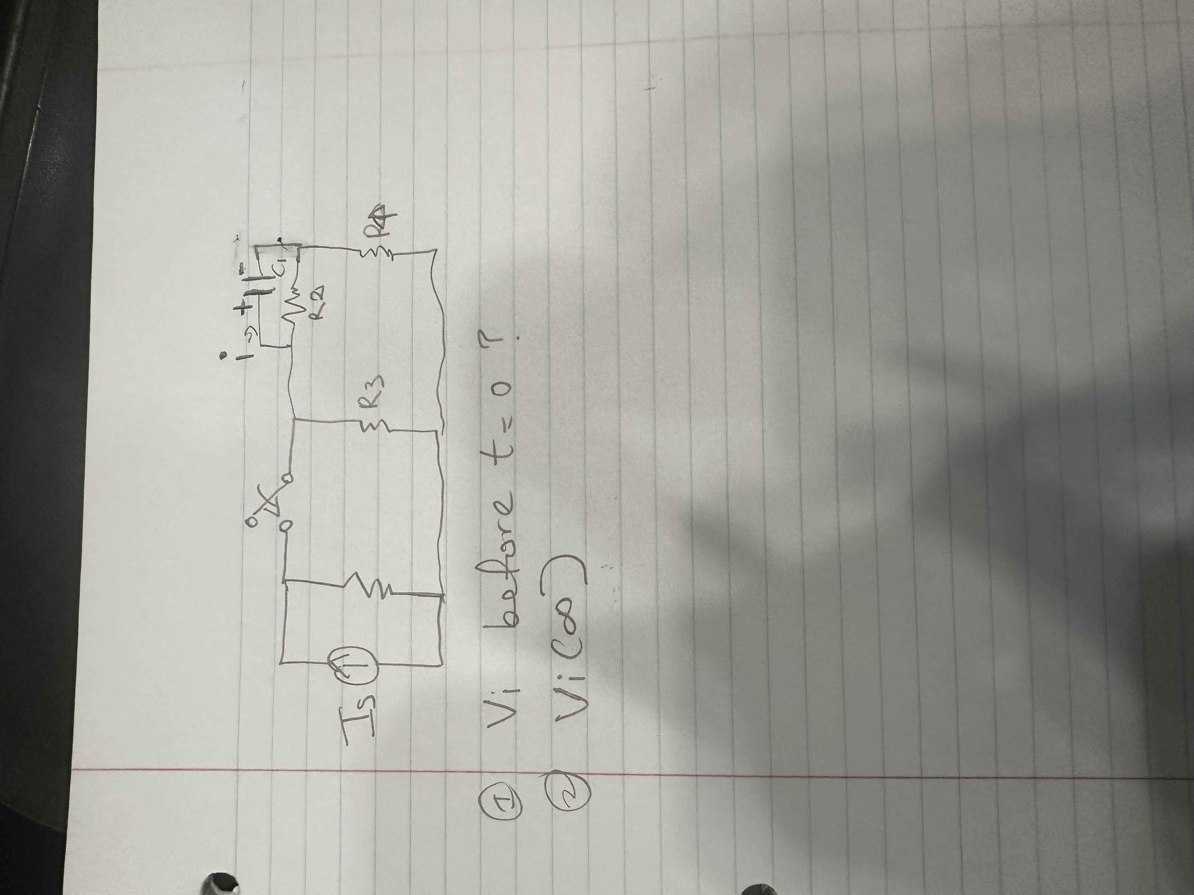 Solved (1) Vi before t=0 ? (2) Vi(∞) | Chegg.com