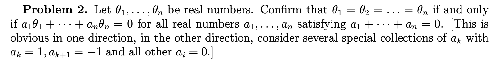 Solved Problem 2. Let θ1,…,θn be real numbers. Confirm that | Chegg.com