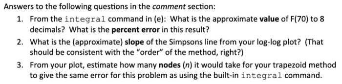 Computational Integration: MATLAB (Simpson's method, | Chegg.com
