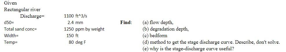 Solved Given Rectangular river (e) why is the | Chegg.com