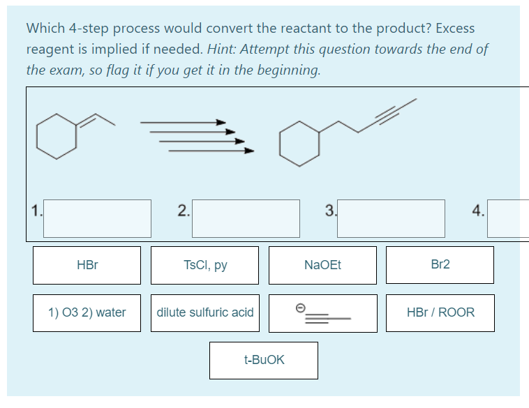 Solved Which 4-step process would convert the reactant to | Chegg.com
