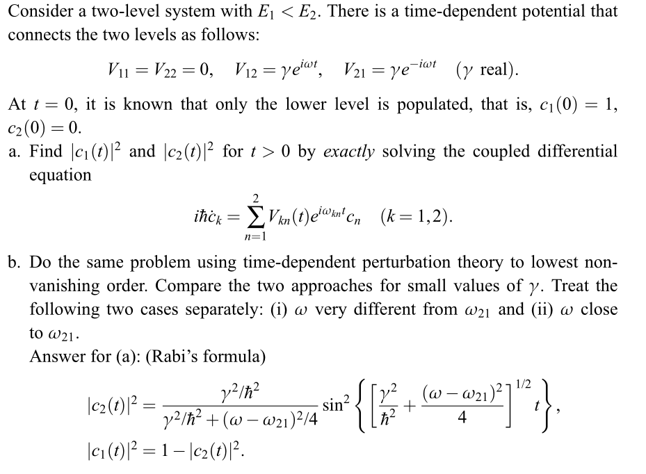 Solved Consider a two-level system with | Chegg.com