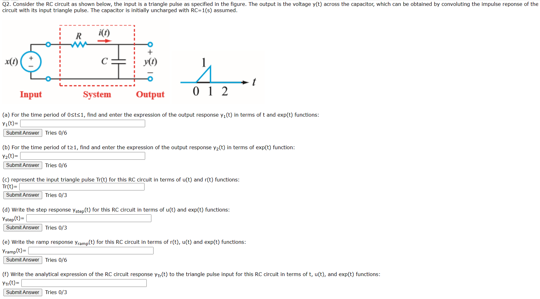 Solved circuit with its input triangle pulse. The capacitor | Chegg.com
