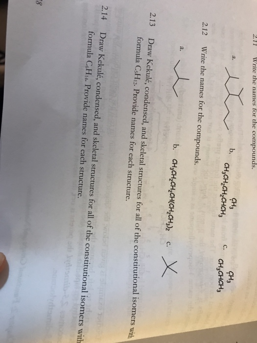 Solved 2.14 draw kekule, condensed, and skeletal structures | Chegg.com
