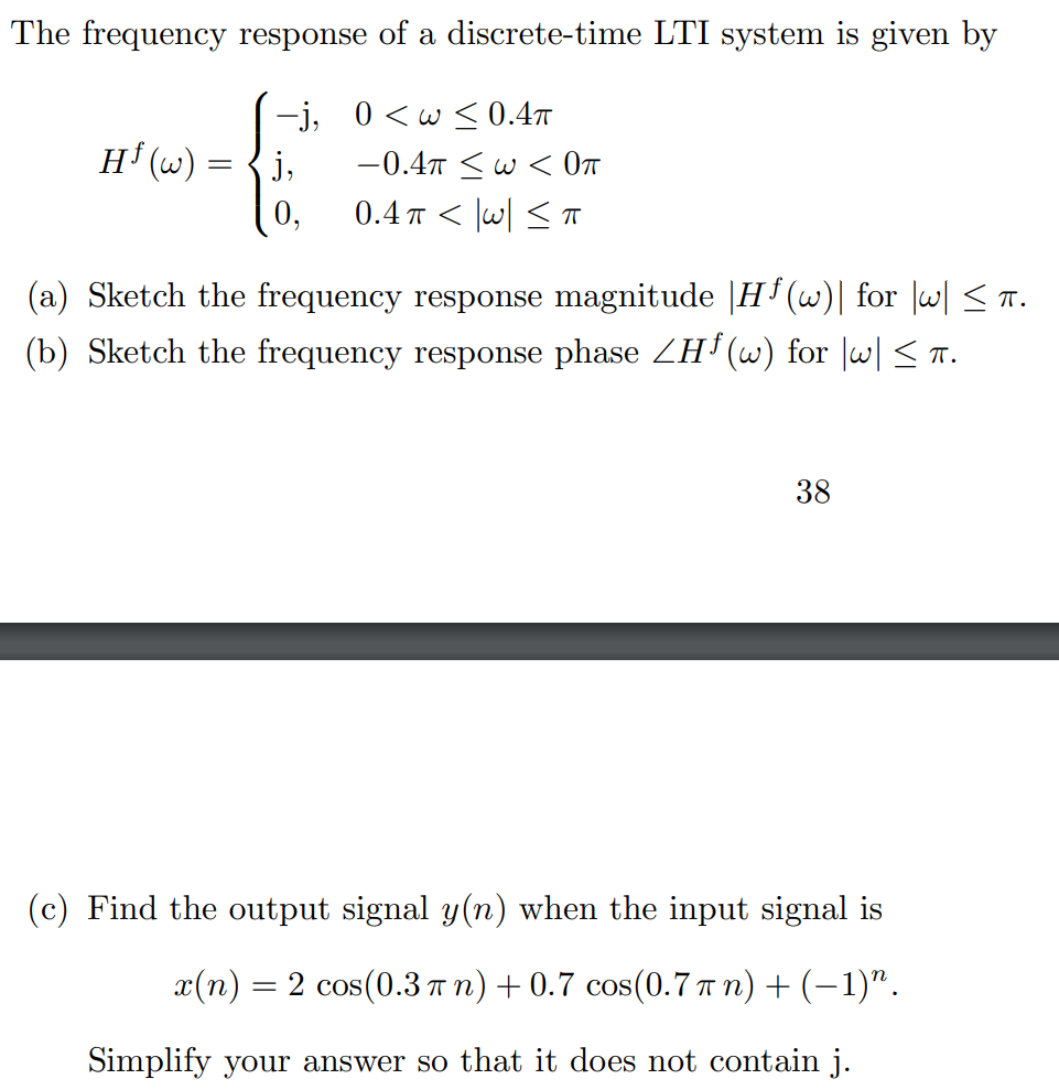 Solved The frequency response of a discrete-time LTI system | Chegg.com