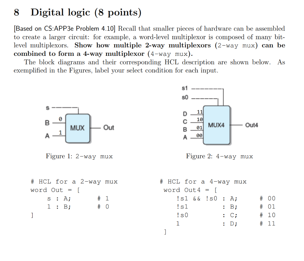 Solved 8 Digital logic (8 points) [Based on CS:APP3e Problem | Chegg.com