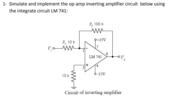 Solved 1- Simulate and implement the op-amp inverting | Chegg.com