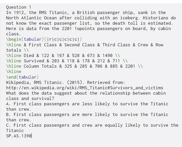 Solved Question 1 In 1912, the RMS Titanic, a British | Chegg.com